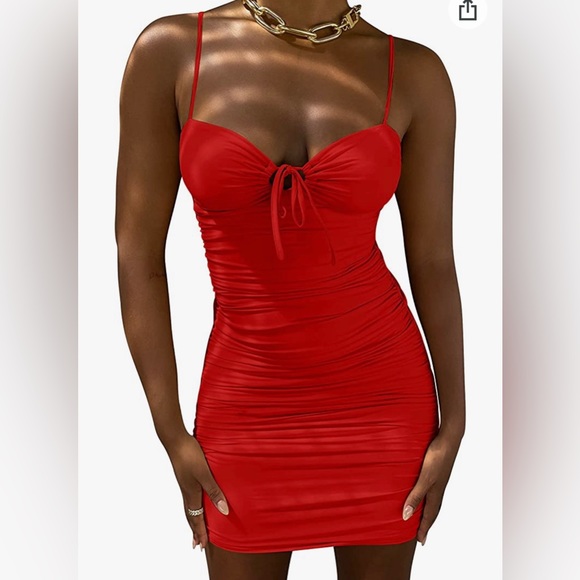 Dresses | Red Scrunch Mini Dress | Poshmark